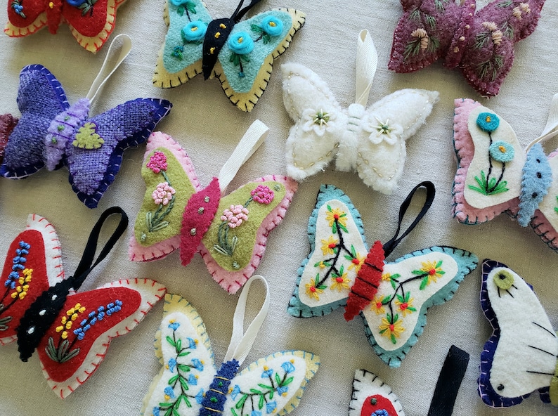 Wool Butterfly Ornament Handmade Beautiful Custom Colors - Etsy