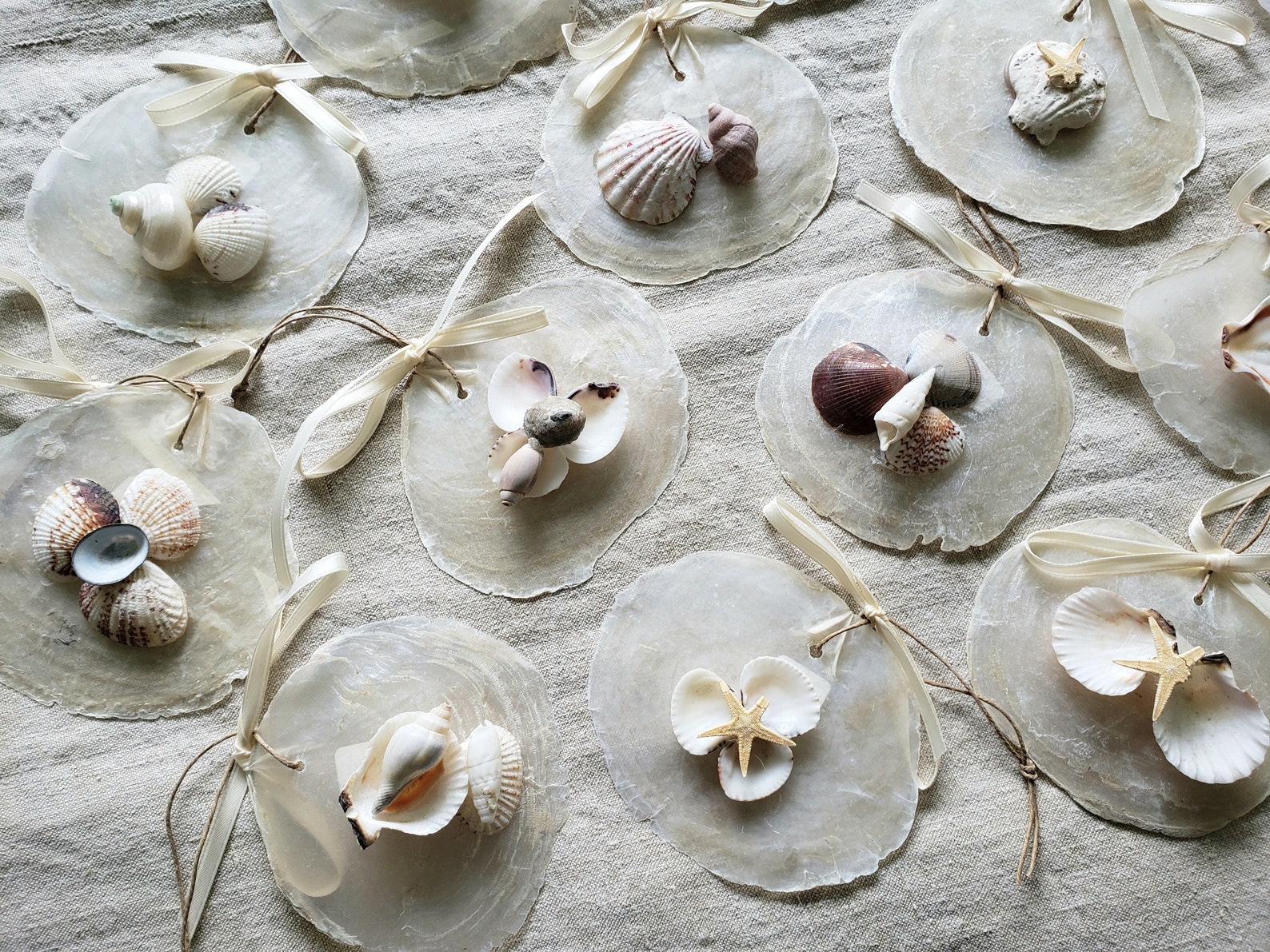 Pair of Capiz Shell Ornament Handmade Beautiful Natural - Etsy