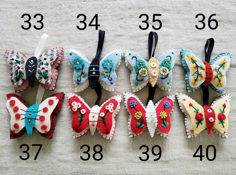 Wool Butterfly Ornament Handmade Beautiful Custom Colors - Etsy