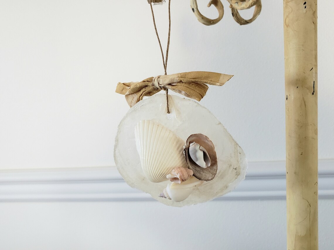 Pair of Capiz Shell Ornament Handmade - Beautiful Natural Seashell ...