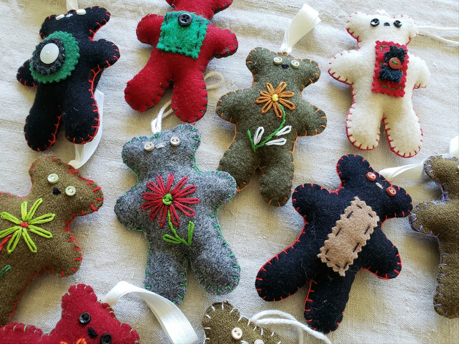 Wool Teddy Bear Ornament Handmade Assorted Colors Designs - Etsy