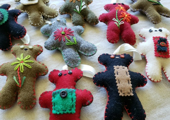 Wool Teddy Bear Ornament Handmade Assorted Colors Designs | Etsy