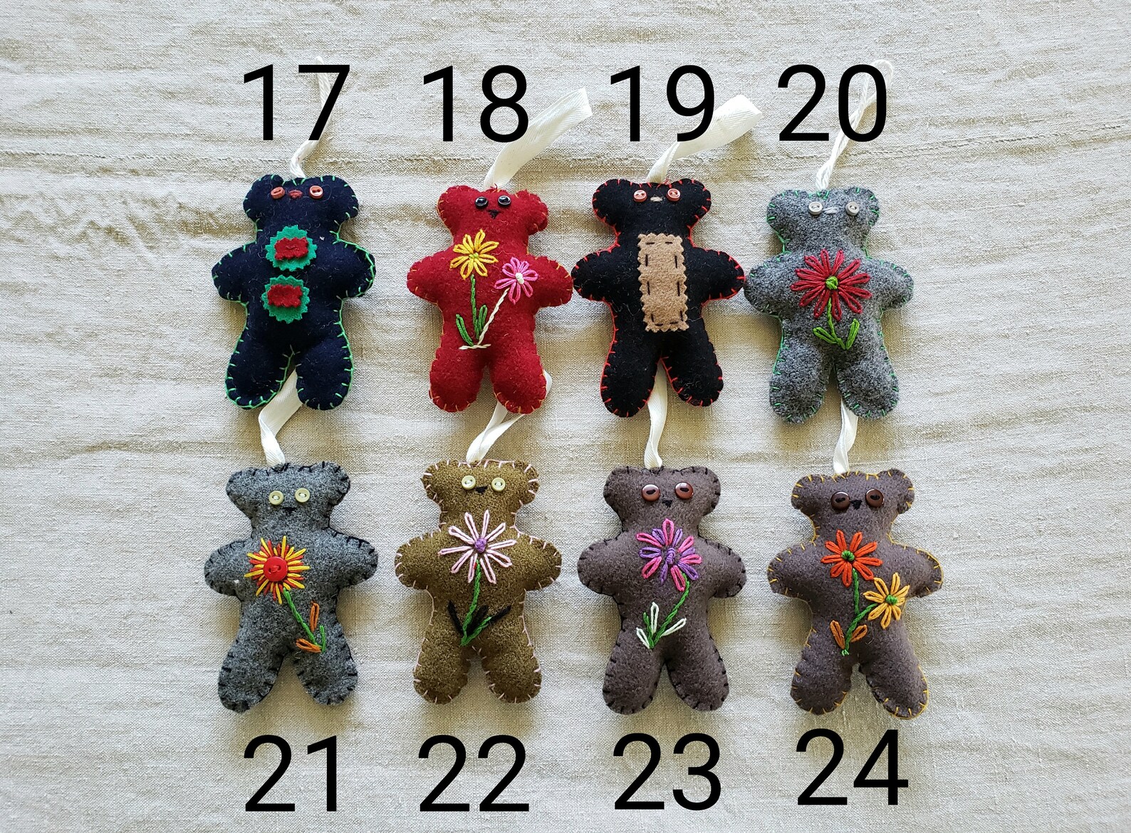 Wool Teddy Bear Ornament Handmade Assorted Colors Designs - Etsy