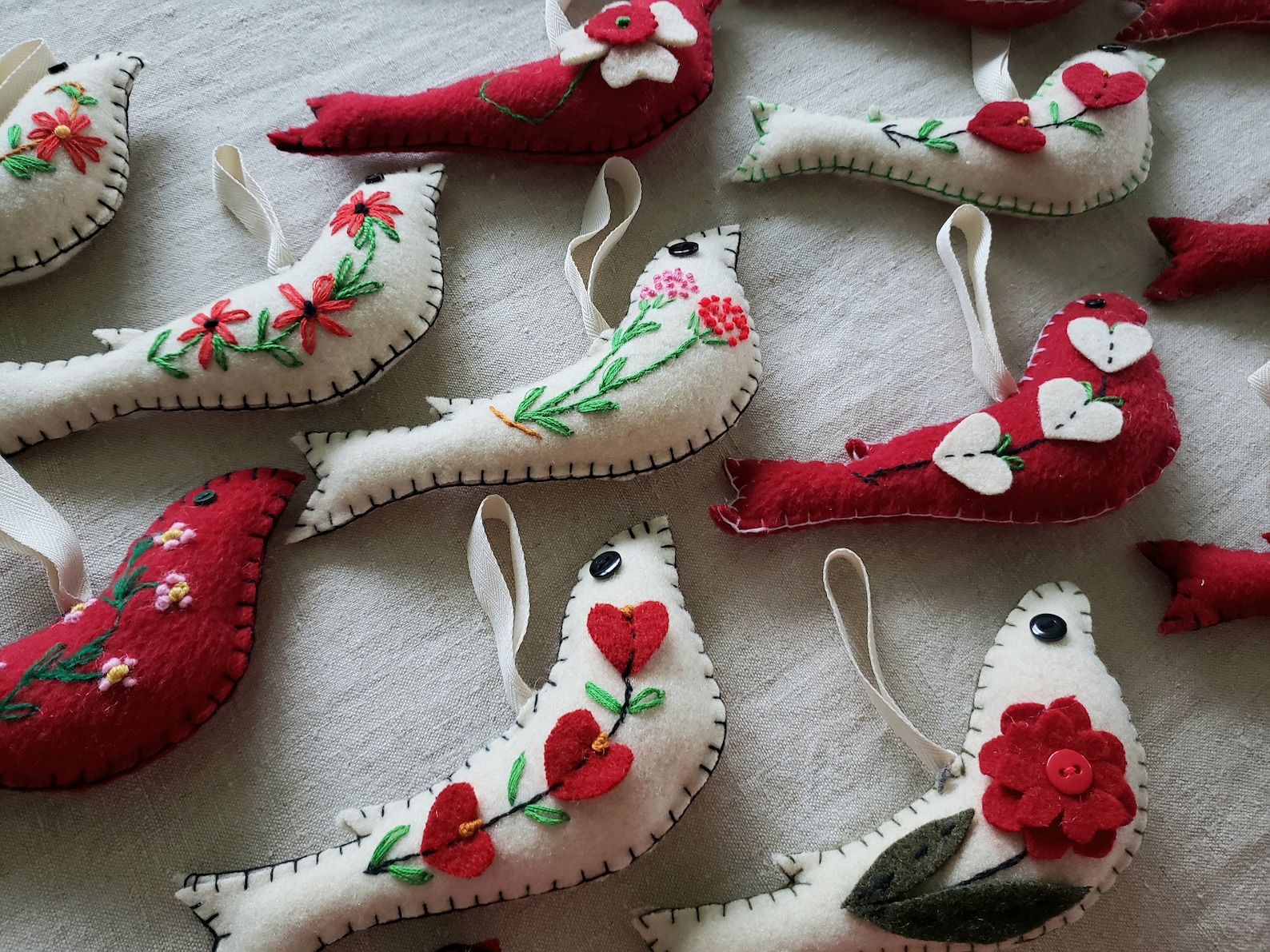 Wool Bird Ornament Handmade - Christmas Valentine Tree Decoration ...