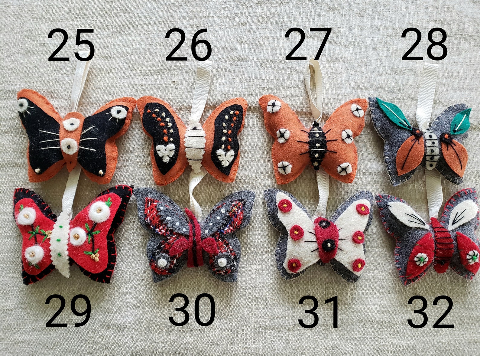 Wool Butterfly Ornament Handmade Beautiful Custom Colors - Etsy