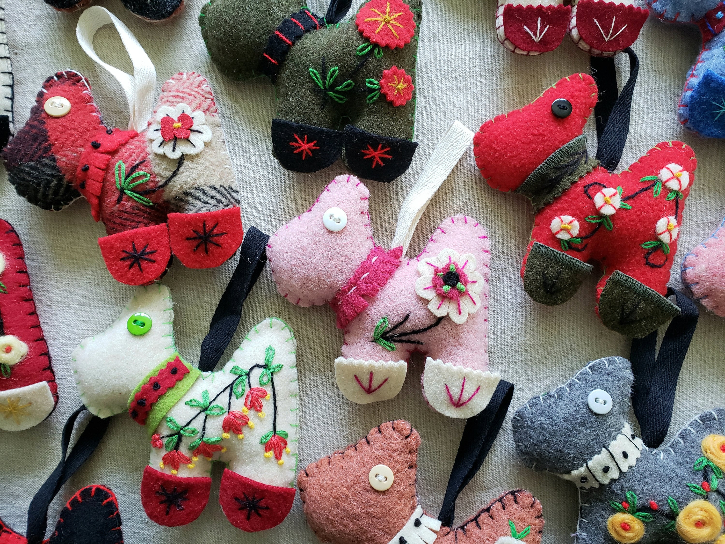 Wool Scottie Dog Ornament Handmade Scottish Terrier Collar | Etsy