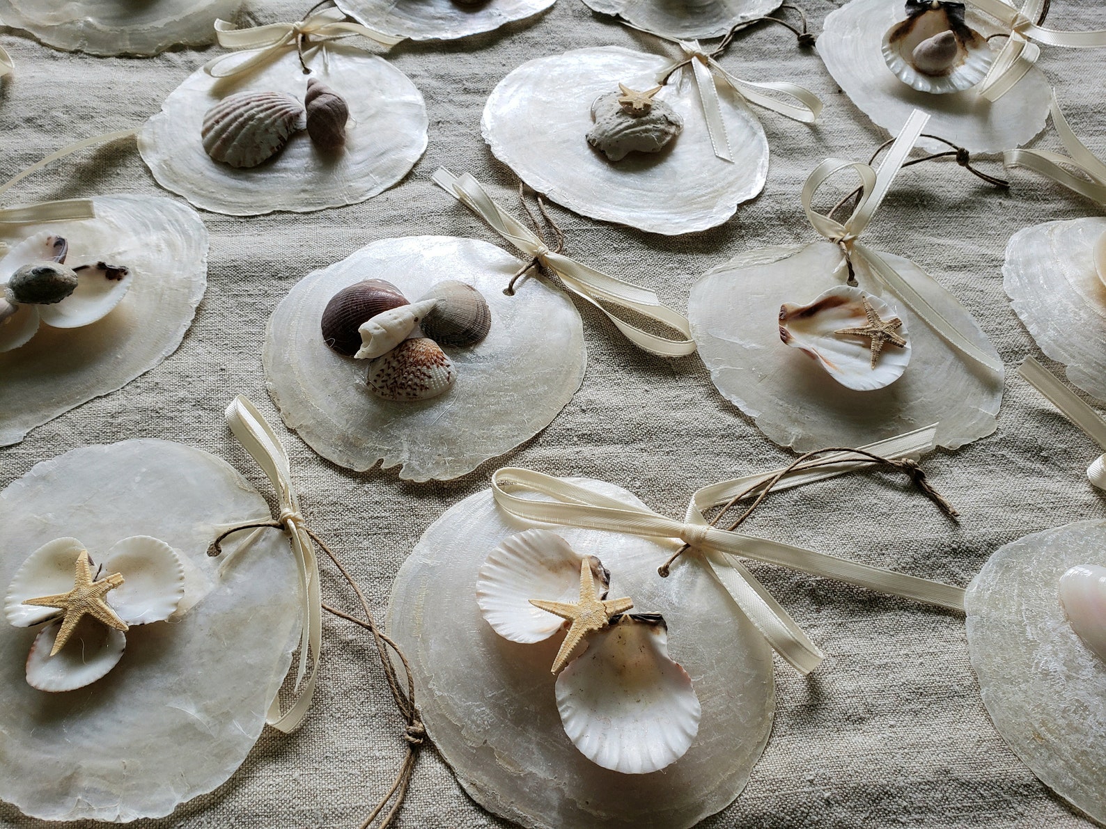 Pair of Capiz Shell Ornament Handmade Beautiful Natural - Etsy