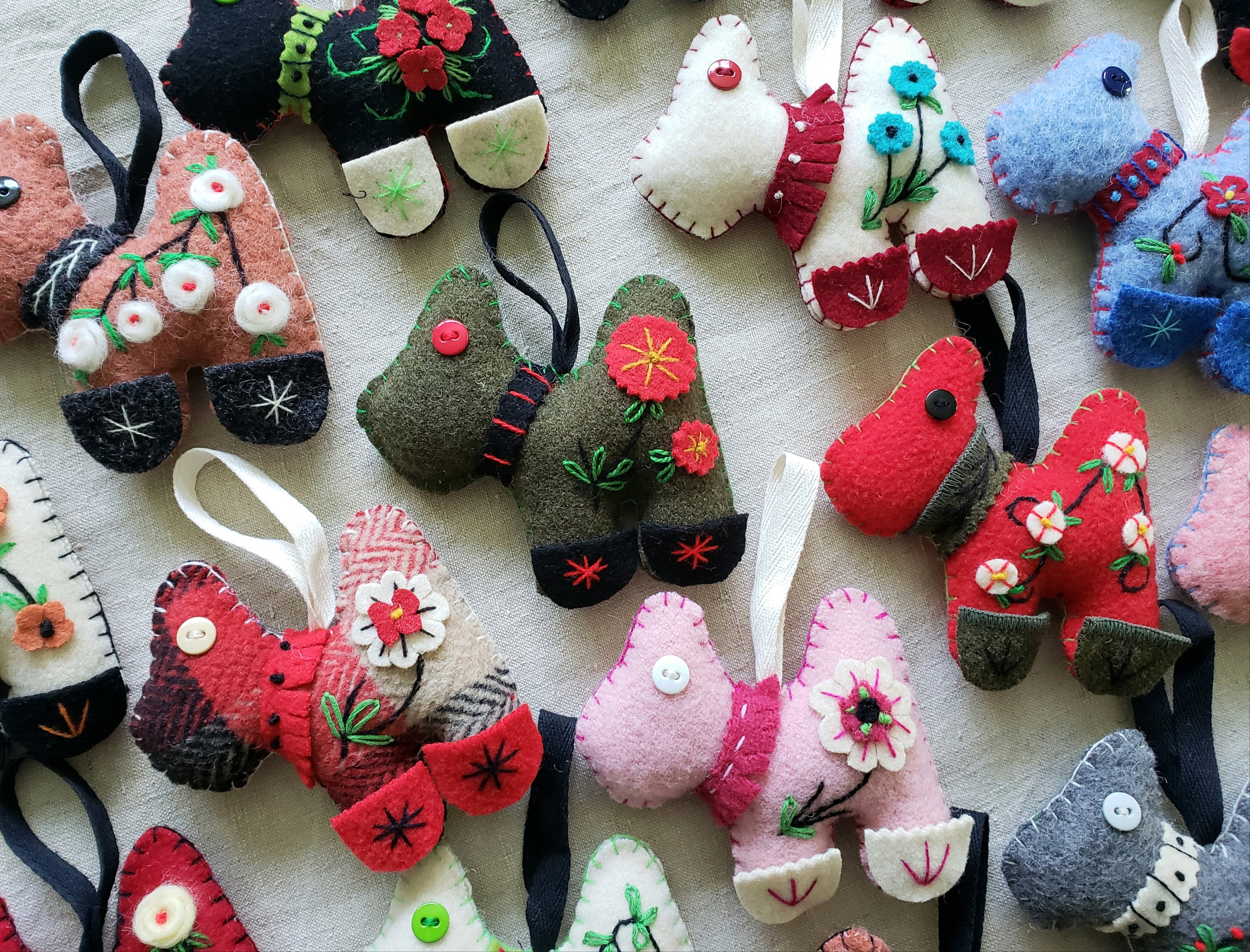 Wool Scottie Dog Ornament Handmade Scottish Terrier Collar | Etsy