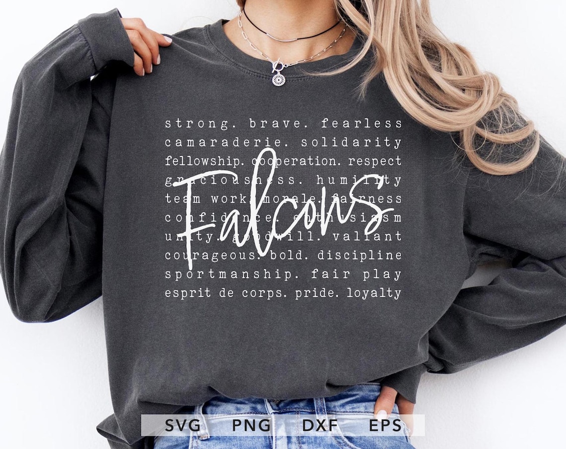 Trendy Falcons Spirit Shirt Sublimation, Falcons Typography SVG, PNG ...