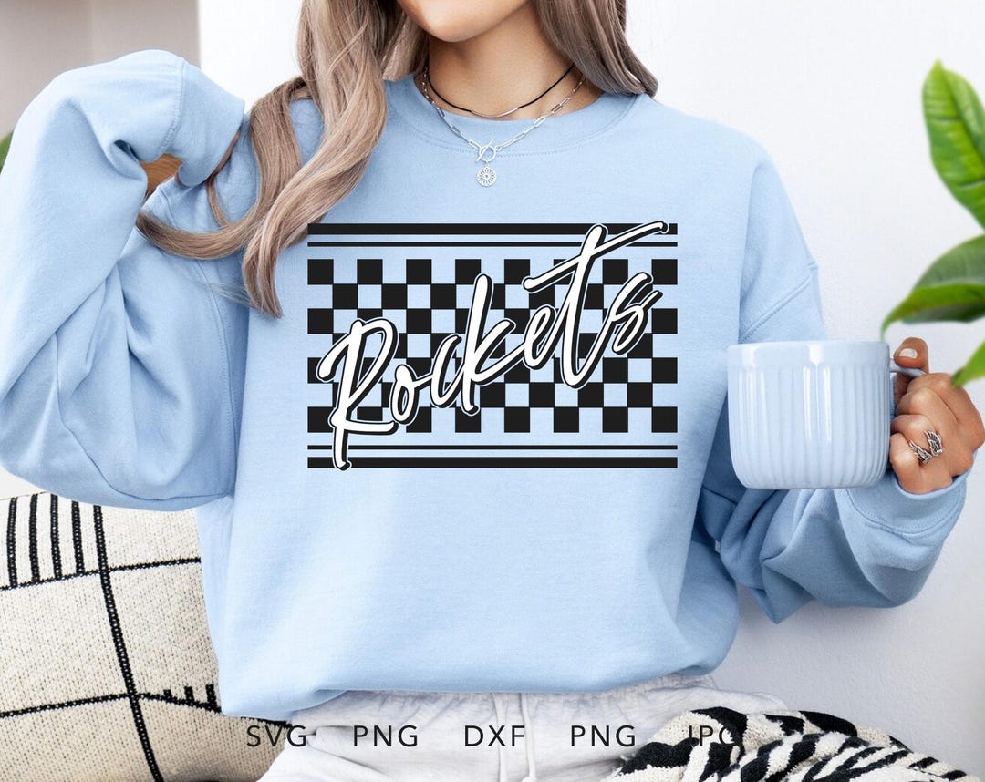 Rockets Checkered SVG, PNG, Dxf, Jpg, Eps, Retro Rockets Sport Shirt ...