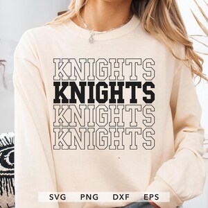 Knights SVG, PNG, Dxf, Eps, Stacked Block Letter Knights Shirt Design ...
