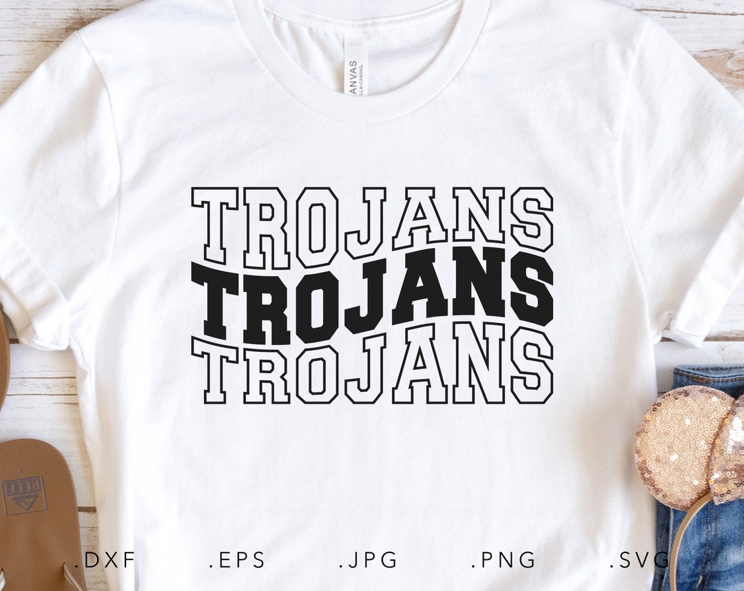 Trojans Stacked Varsity SVG, PNG ,dxf, Jpg, Eps, Trojans Wavy ...