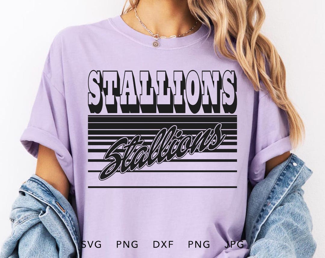 Stallions SVG, PNG, Dxf, Jpg, Eps, Retro Stallions Game Day Silhouette ...