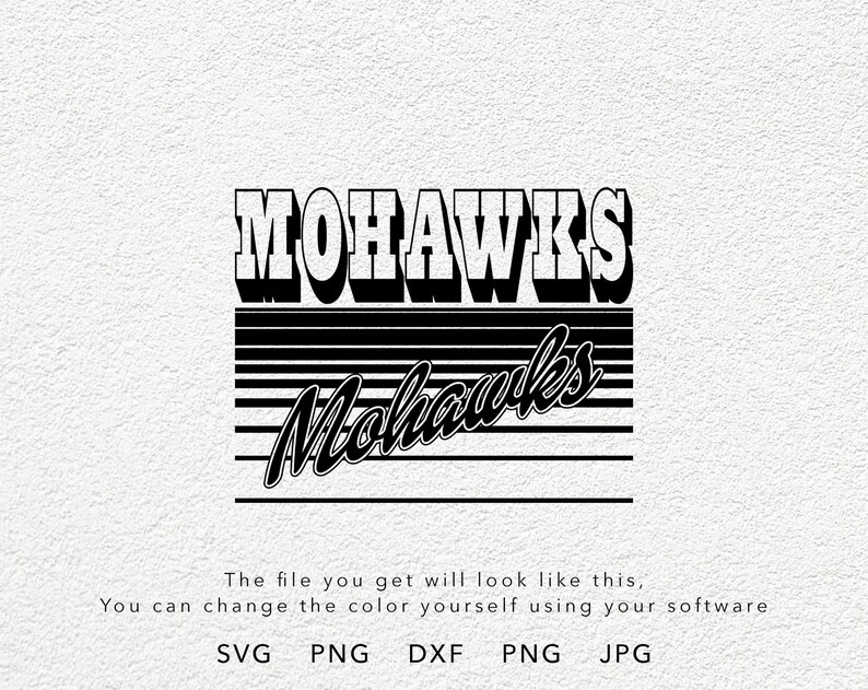Mohawks SVG, PNG, Dxf, Jpg, Eps, Retro Mohawks Game Day Silhouette ...