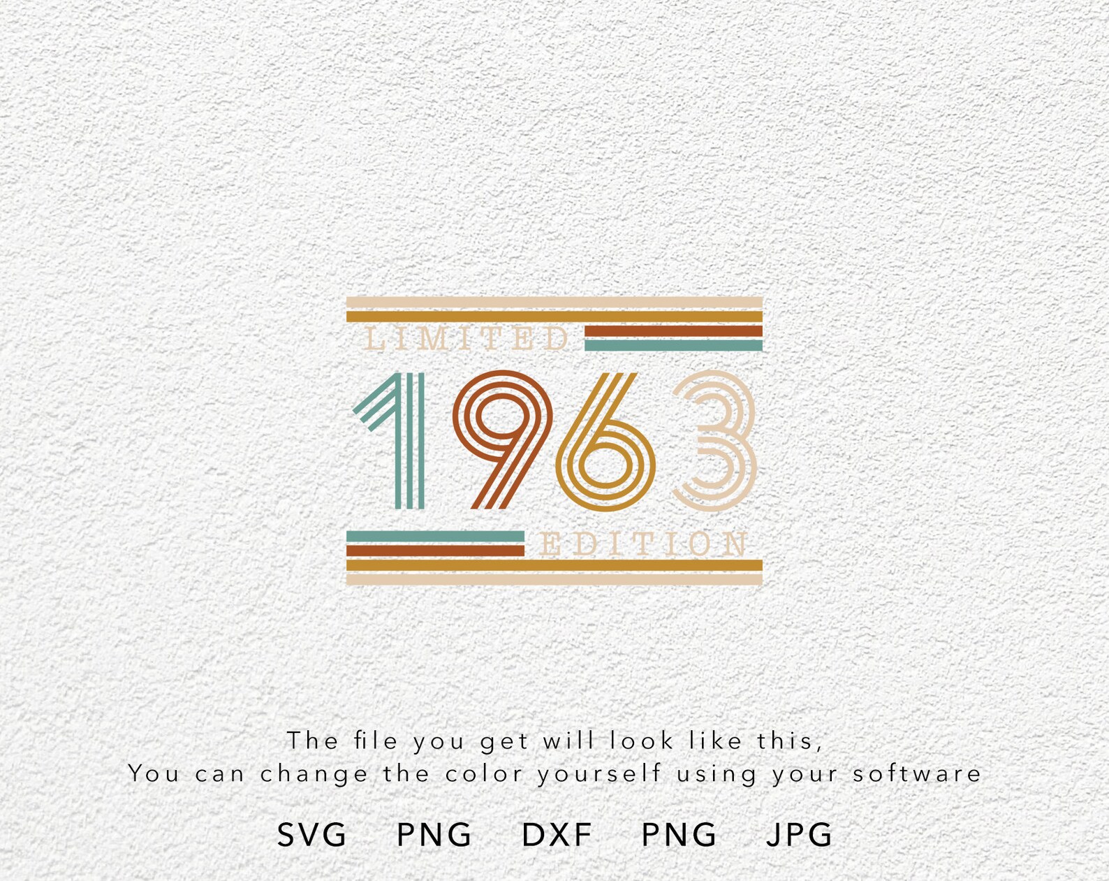 Vintage 1963 Limited Edition SVG, PNG, DXF, Jpg, Eps, Retro Birthday ...