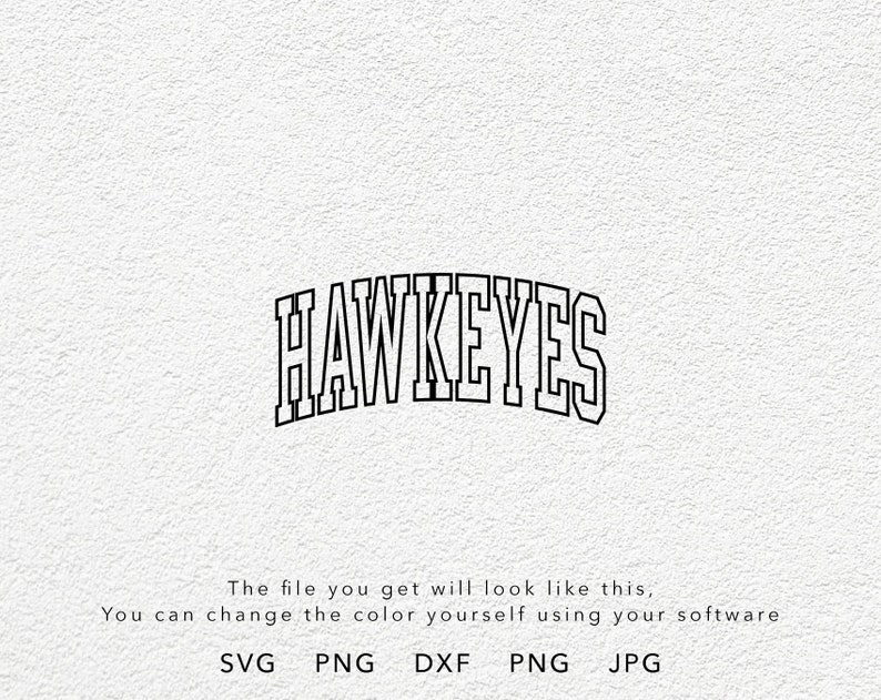 Hawkeyes SVG, PNG, Dxf, Jpg, Eps, Hawkeyes Arched Varsity Silhouette ...