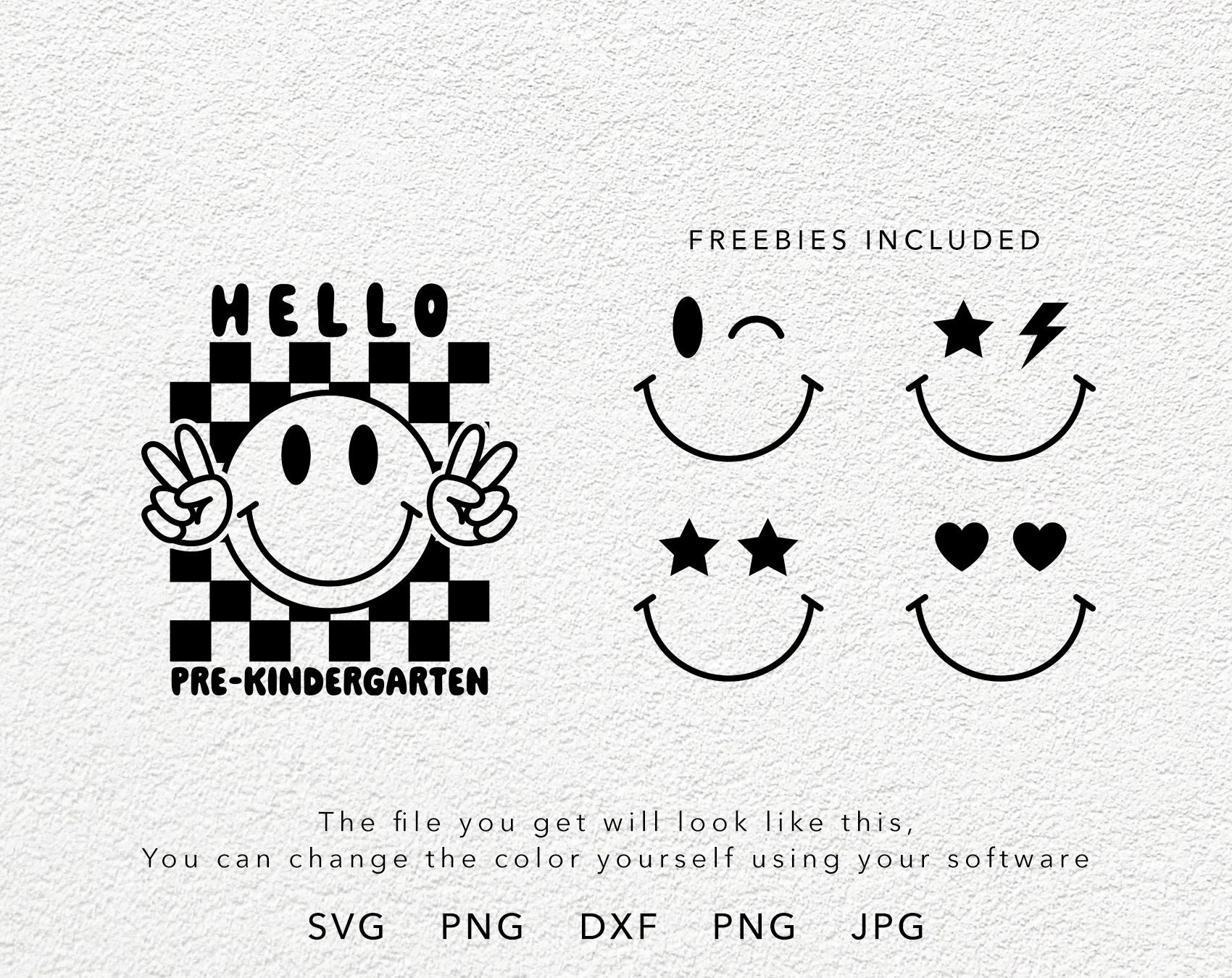 Hello Pre-kindergarten SVG, PNG, Eps, Dxf, Funny First Day of School ...
