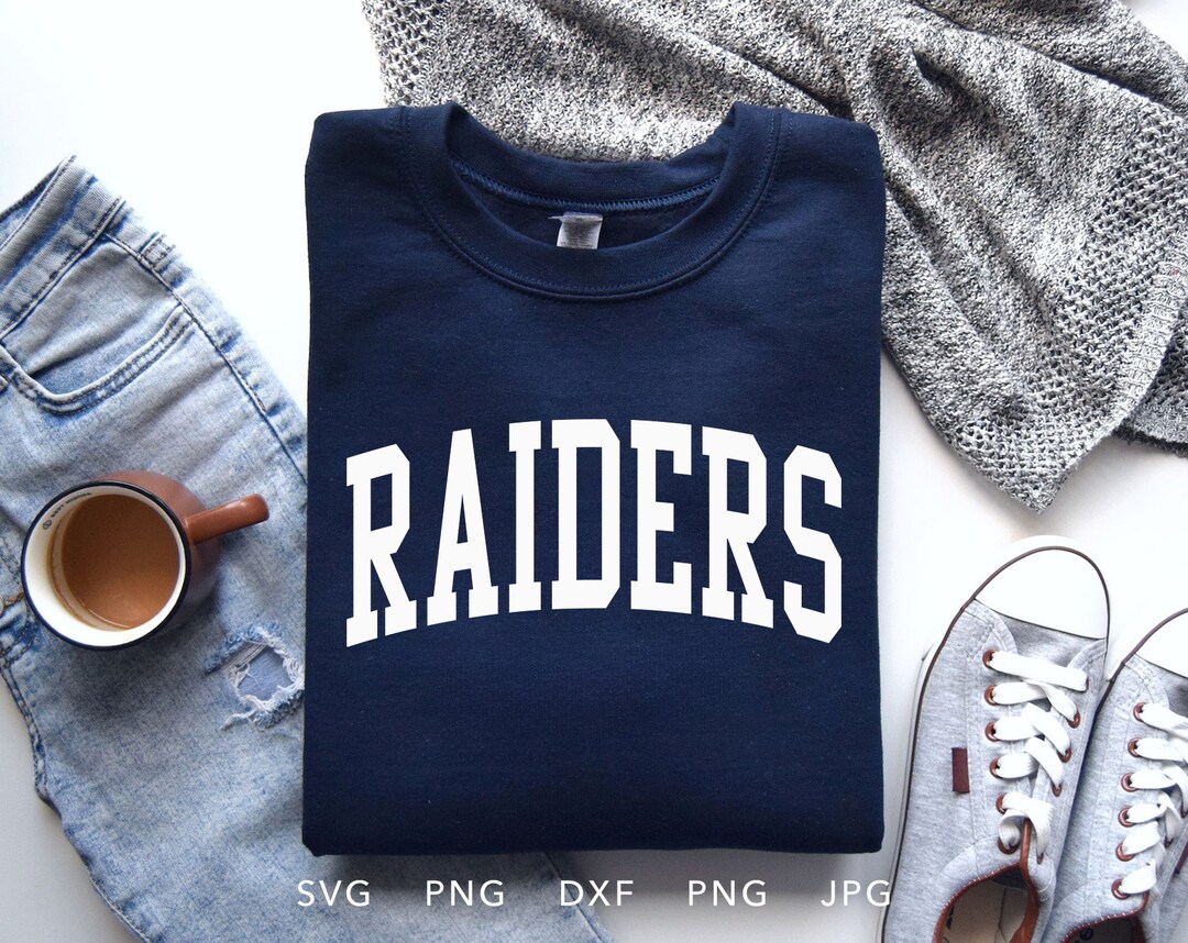 Raiders SVG, PNG ,dxf, Jpg, Eps, Trendy Raiders Arched Varsity Shirt ...