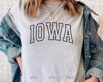 Iowa Svg, Varsity Font Svg, College Font, Arched Text, America State ...