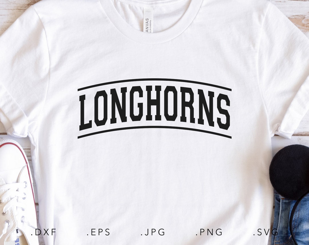 Longhorns Varsity Arched SVG, PNG ,dxf, Jpg, Eps, Longhorns Silhouette ...