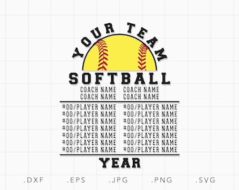 Softball Player List SVG, Dxf, Jpg,png, Eps, Softball Champion Svg ...