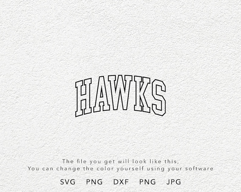 Hawks SVG, PNG, Dxf, Jpg, Eps, Hawks Arched Varsity Silhouette Cameo ...
