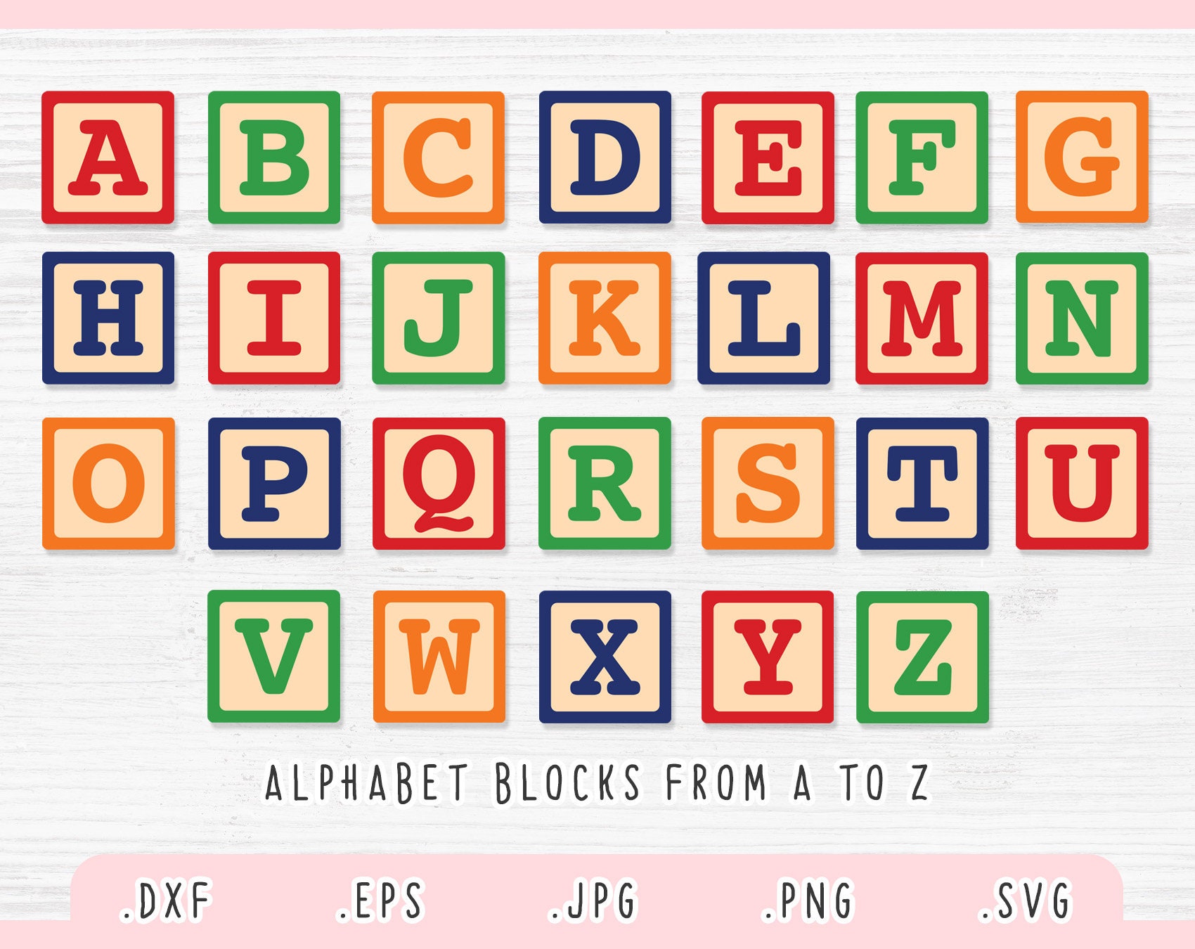 Alphabet SVG Alphabet Blocks Svg A to Z Blocks Svg Alphabet | Etsy