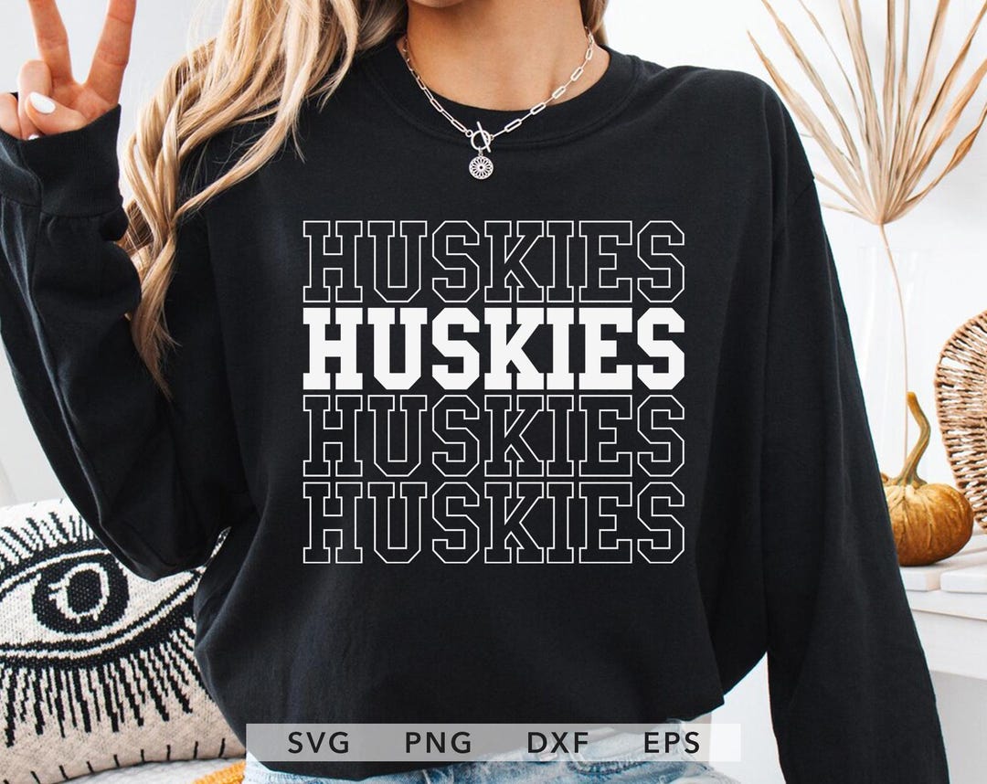 Huskies SVG, PNG, Dxf, Eps, Stacked Block Letter Huskies Shirt Design ...