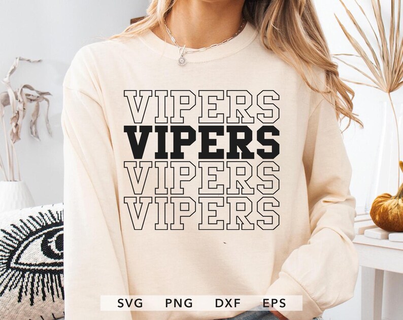 Vipers SVG, PNG, Dxf, Eps, Stacked Block Letter Vipers Shirt Design ...