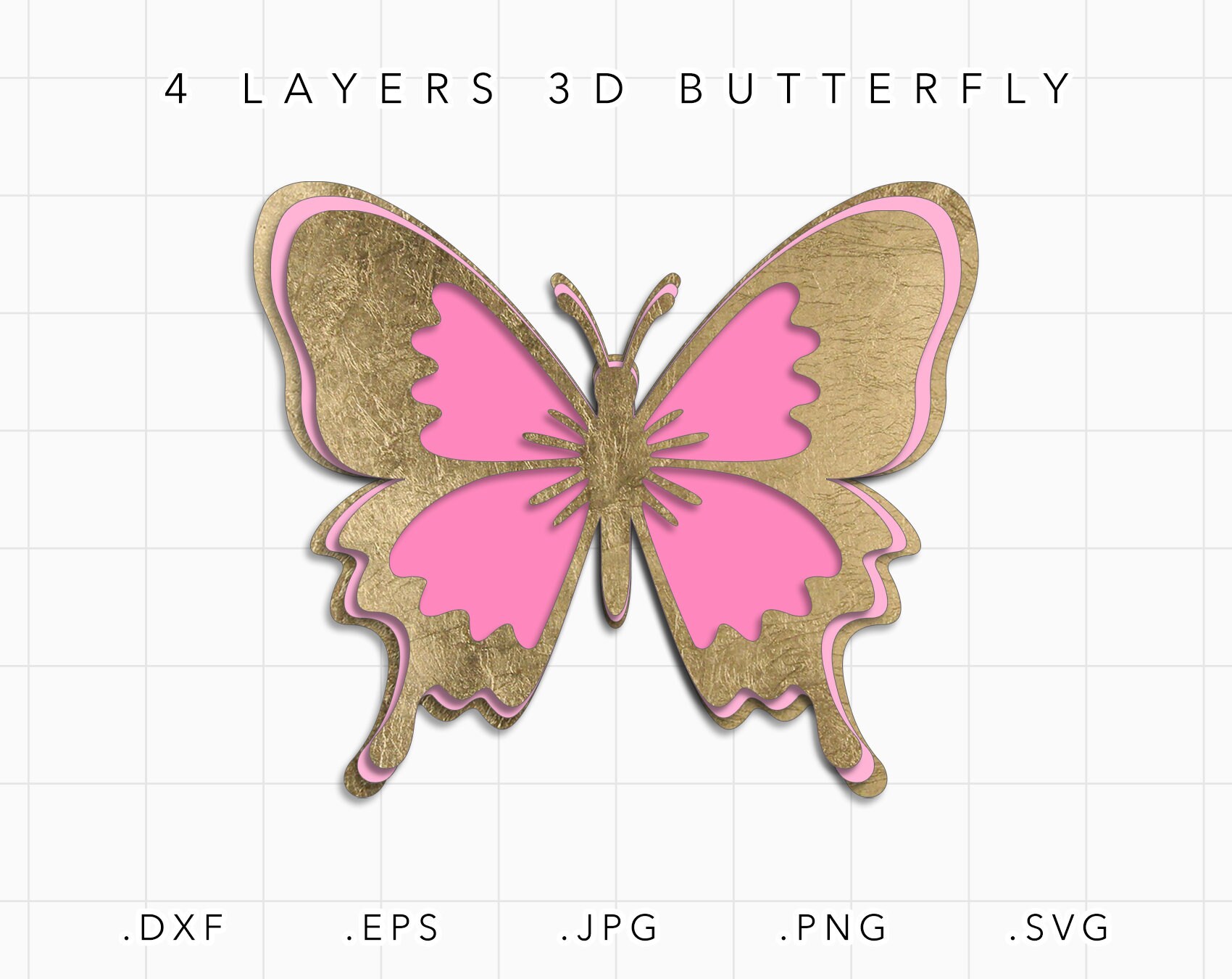 Butterfly SVG, Butterfly DXF Eps, Stacked Butterfly Svg, 3D Butterfly ...