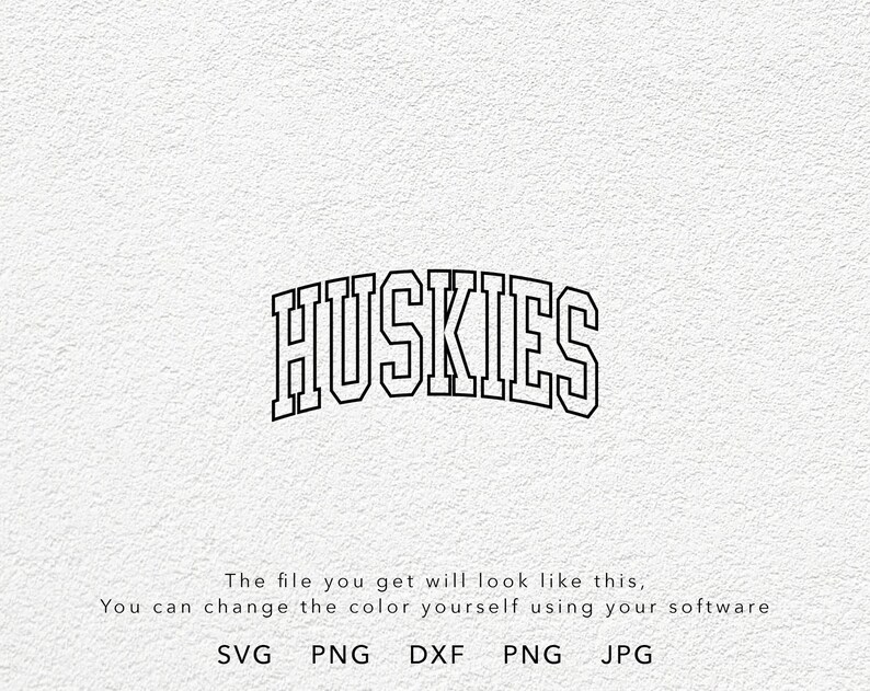 Huskies SVG, PNG, Dxf, Jpg, Eps, Huskies Arched Varsity Silhouette ...