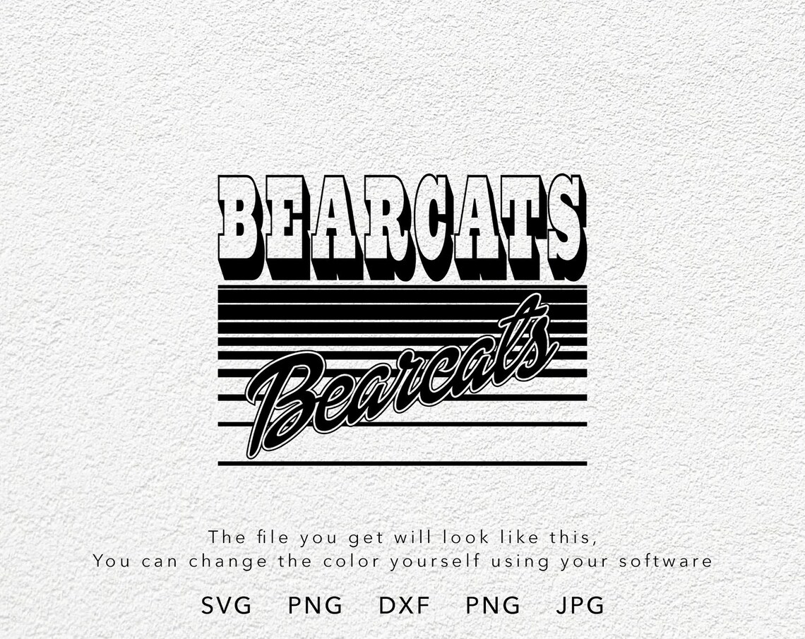 Bearcats SVG, PNG, Dxf, Jpg, Eps, Retro Bearcats Game Day Silhouette ...
