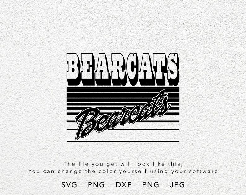 Bearcats SVG, PNG, Dxf, Jpg, Eps, Retro Bearcats Game Day Silhouette ...