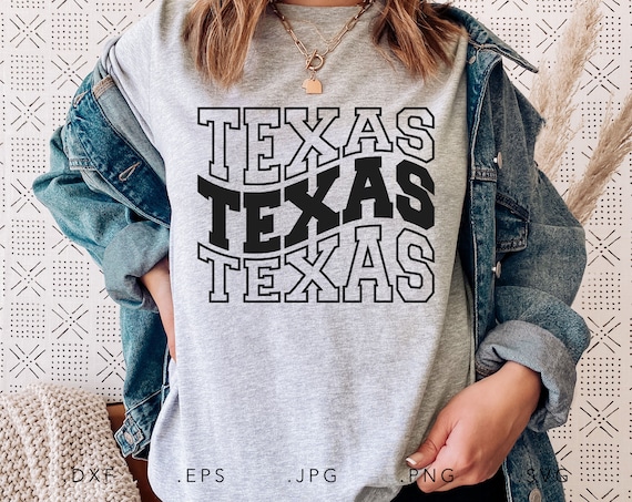 Texas Stacked Wavy SVG DXF JPG Png Eps Cricut Silhouette Cut - Etsy