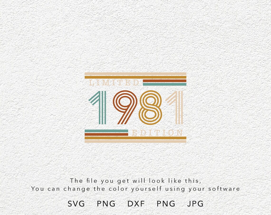 Vintage 1981 Limited Edition SVG, PNG, DXF, Jpg, Eps, Retro Birthday ...