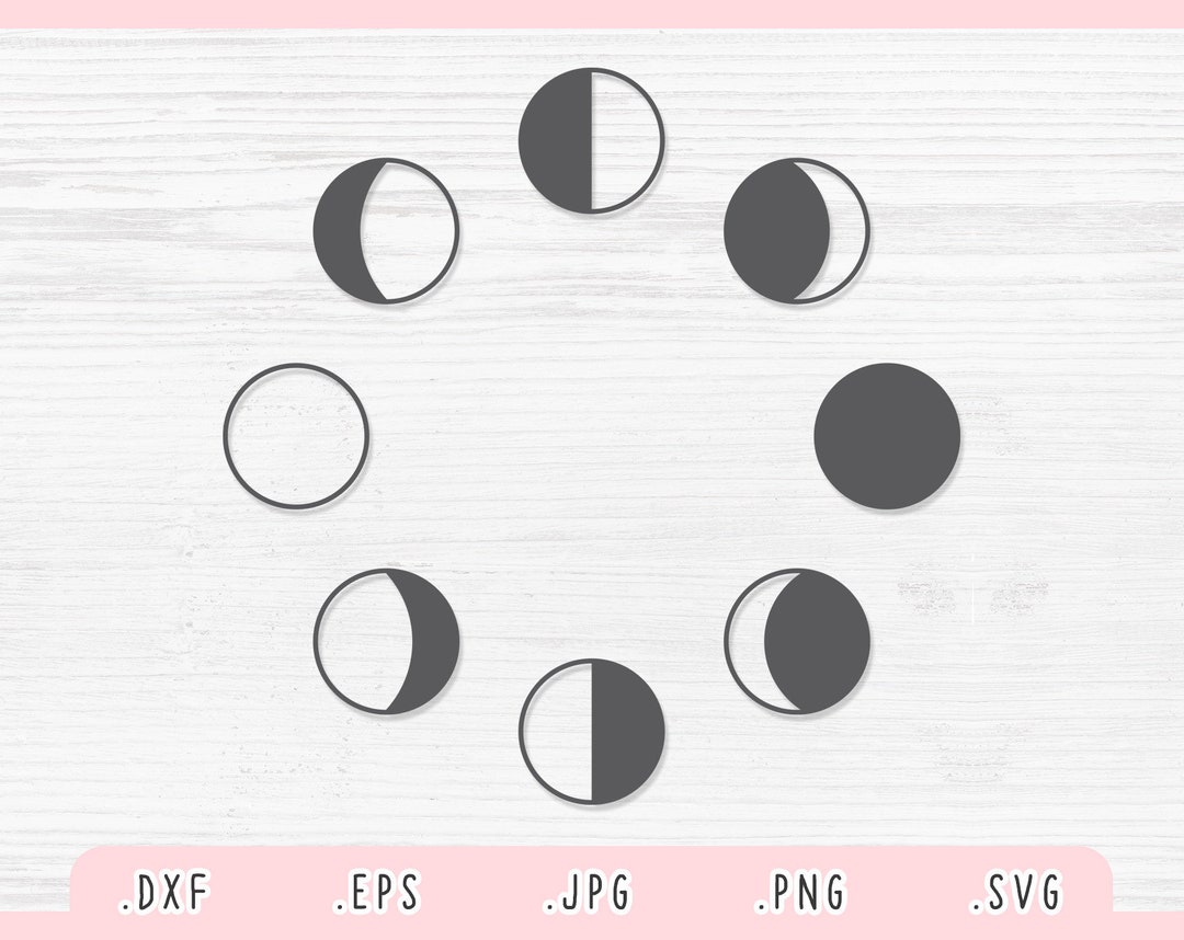 Moon Phases SVG, Dxf, Jpg, Png, Eps, Moon Phase Vector, Moon Phase ...