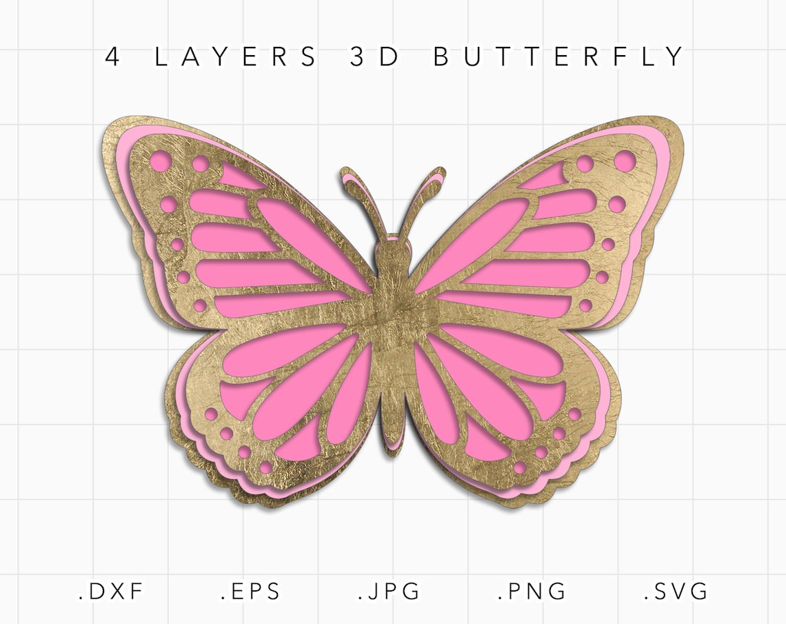 Butterfly SVG, Butterfly DXF Eps, Stacked Butterfly Svg, 3D Butterfly SVG, Butterfly Vector ...
