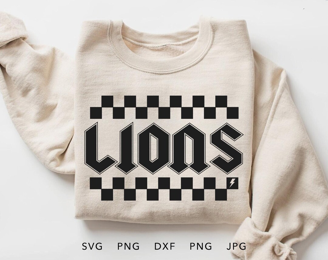 Lions Checkered SVG, PNG, Dxf, Jpg, Eps, Retro Lions Team Spirit ...