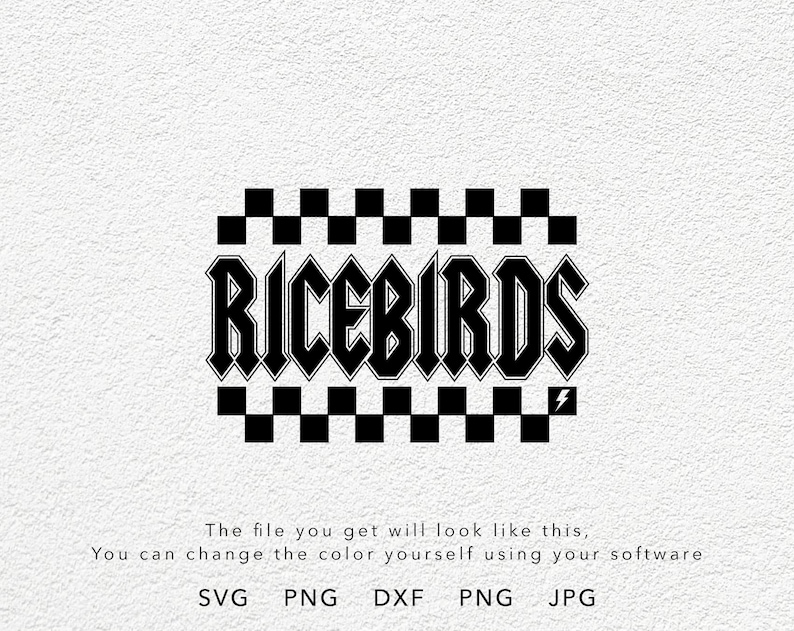 Ricebirds Checkered SVG, PNG, Dxf, Jpg, Eps, Retro Ricebirds Team ...