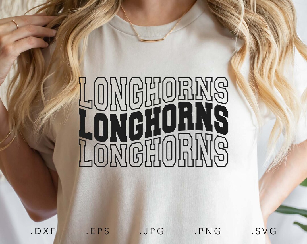 Longhorns Stacked Varsity SVG, PNG ,dxf, Jpg, Eps, Longhorns Wavy ...