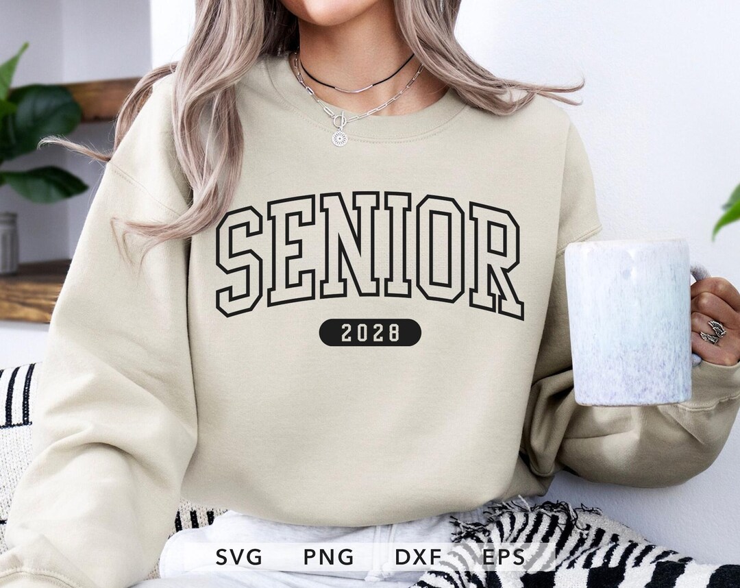 Senior 2028 SVG, PNG, Dxf, Eps, Trendy Arched Varsity Senior 2028 ...
