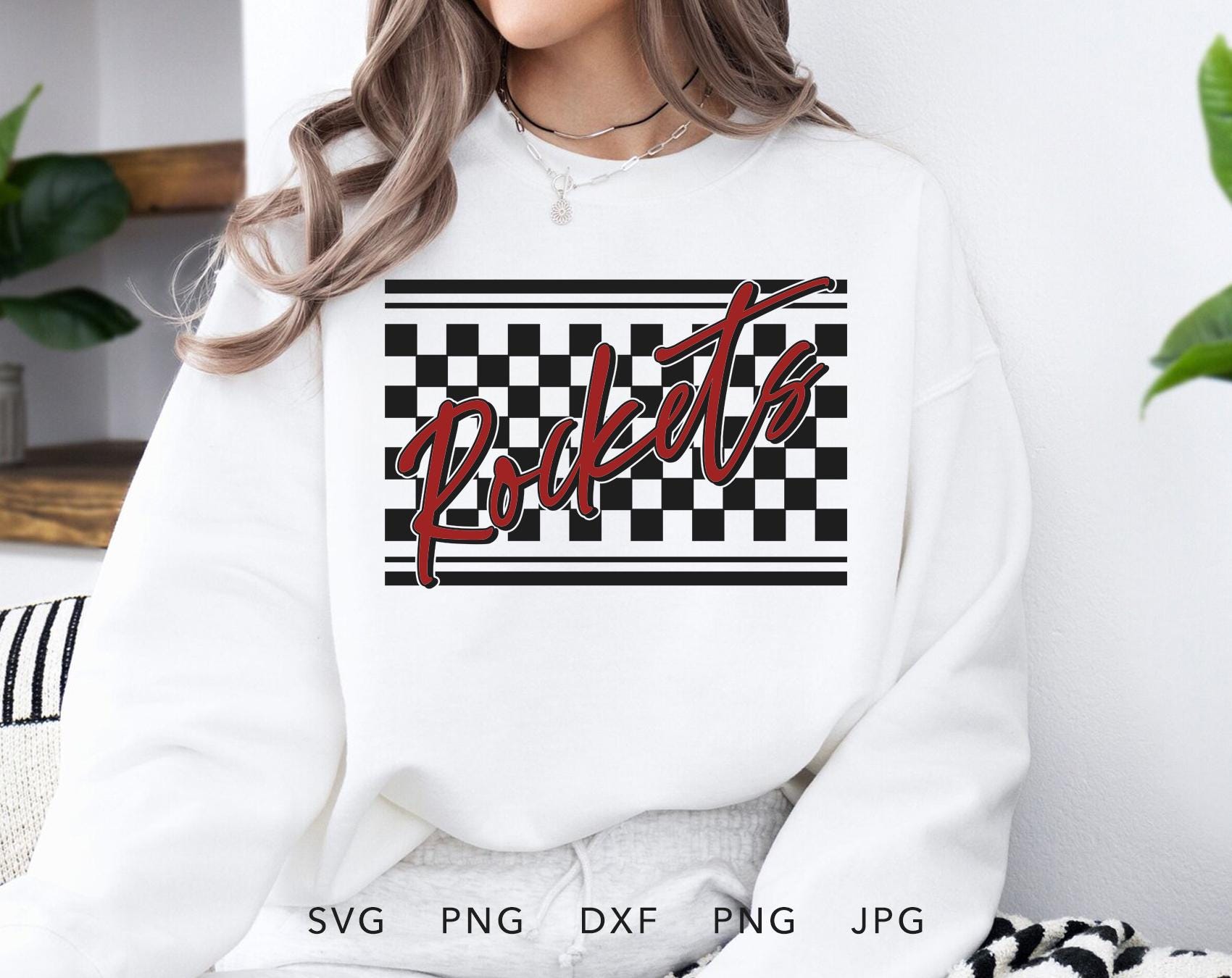 Rockets Checkered SVG, PNG, Dxf, Jpg, Eps, Retro Rockets Sport Shirt ...