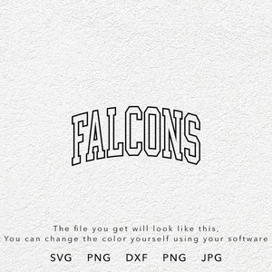 Falcons SVG, PNG, Dxf, Jpg, Eps, Falcons Arched Varsity Silhouette ...
