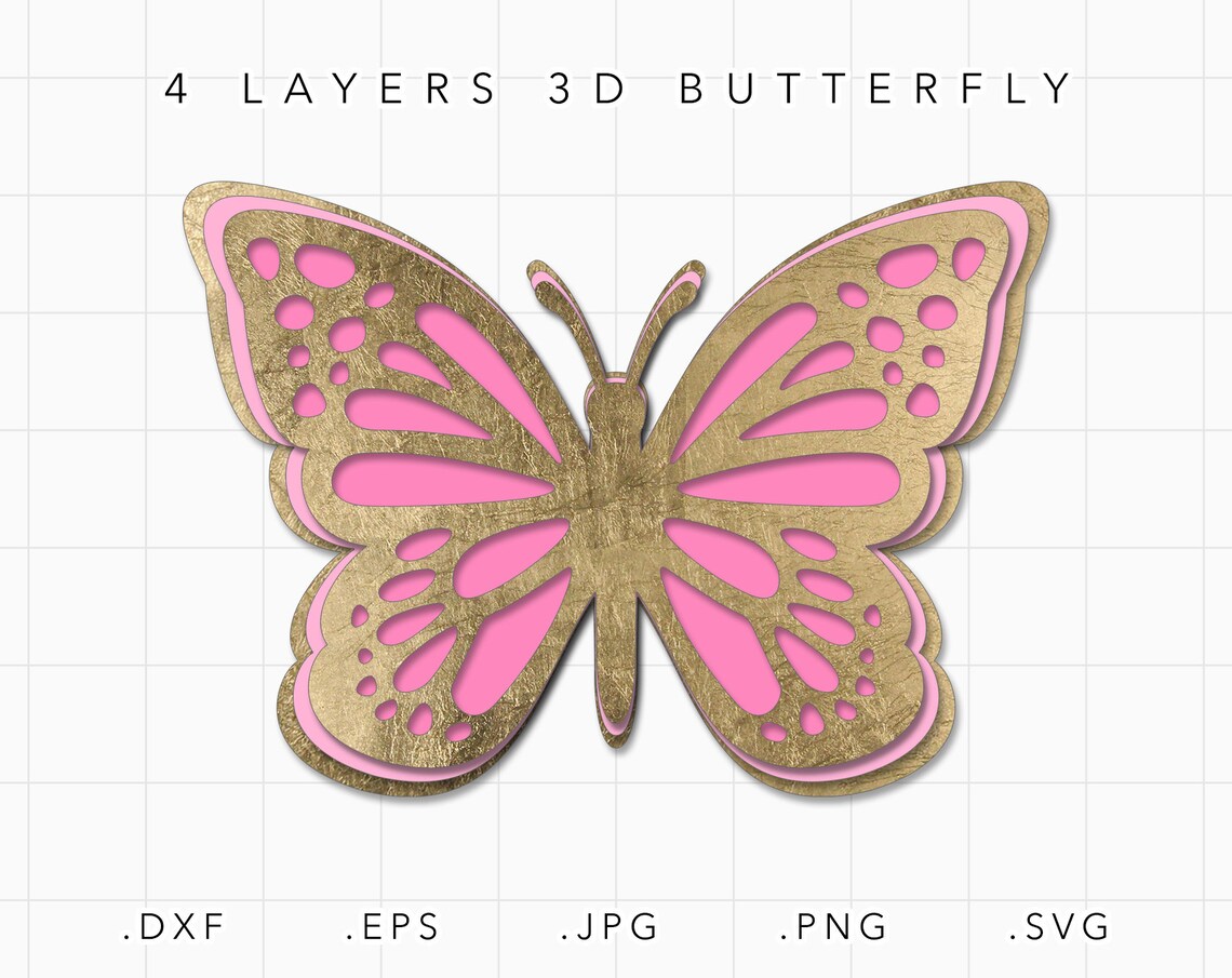 Butterfly SVG Butterfly DXF Eps Stacked Butterfly Svg 3D | Etsy