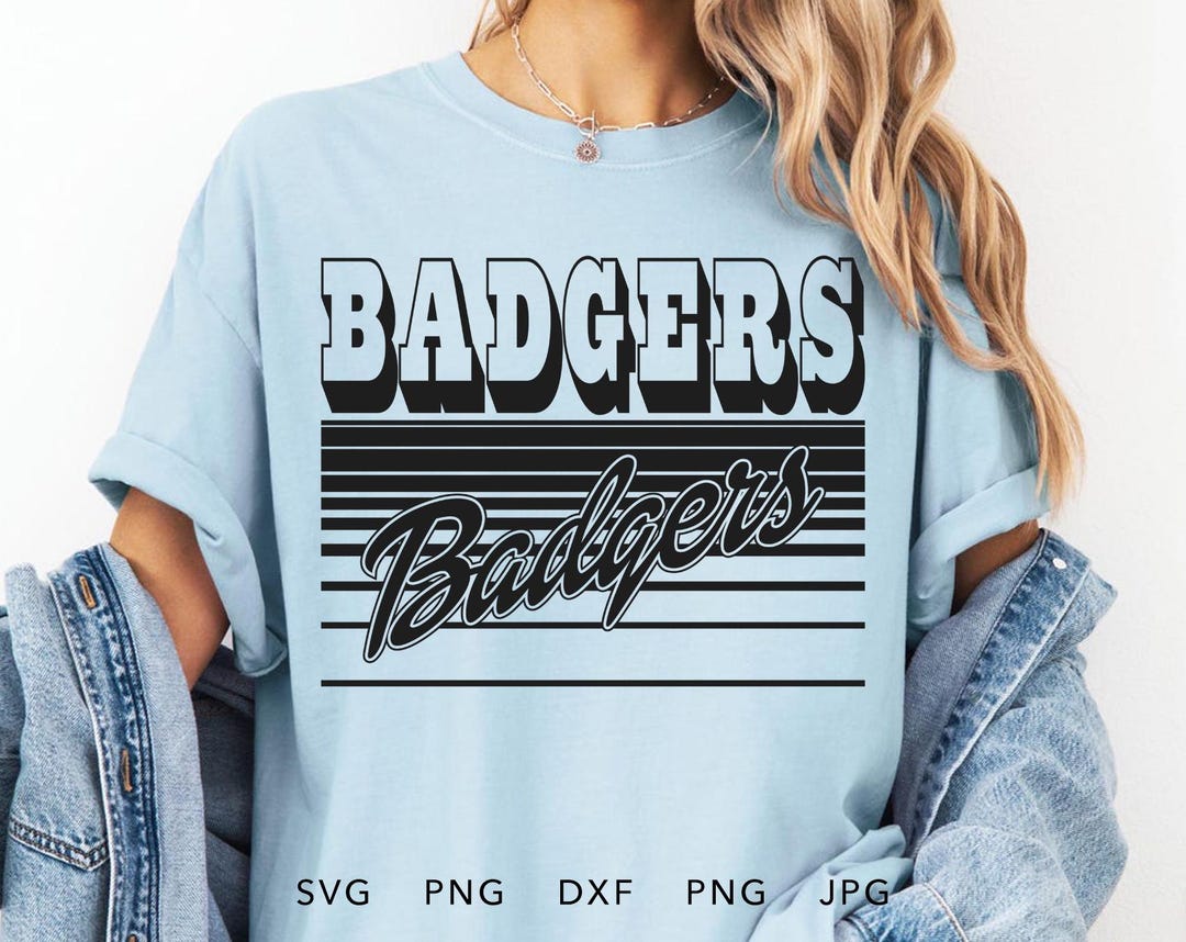 Badgers SVG, PNG, Dxf, Jpg, Eps, Retro Badgers Game Day Silhouette ...