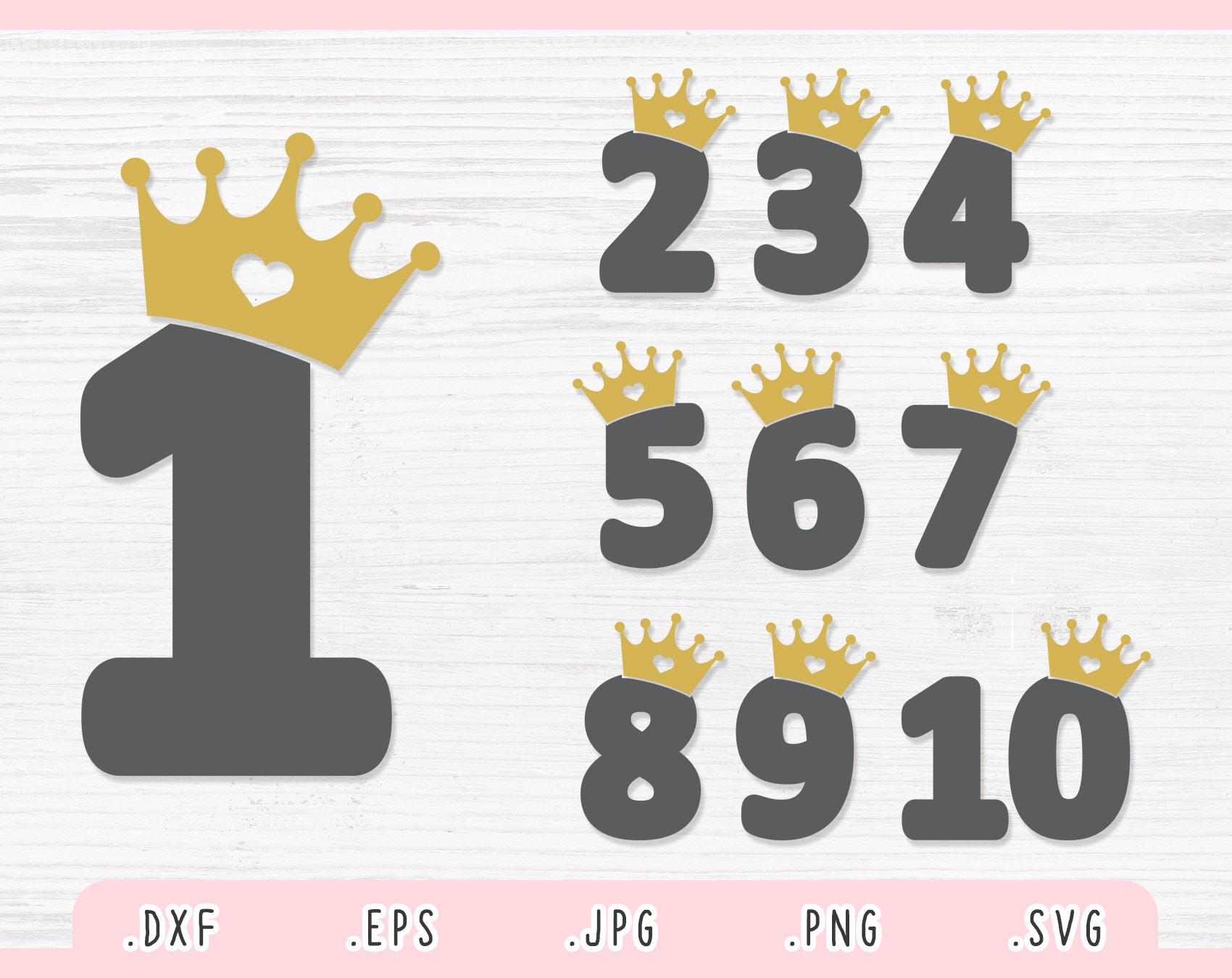 Crown Number SVG Dxf Jpg Png Eps Crown Number Vector | Etsy UK