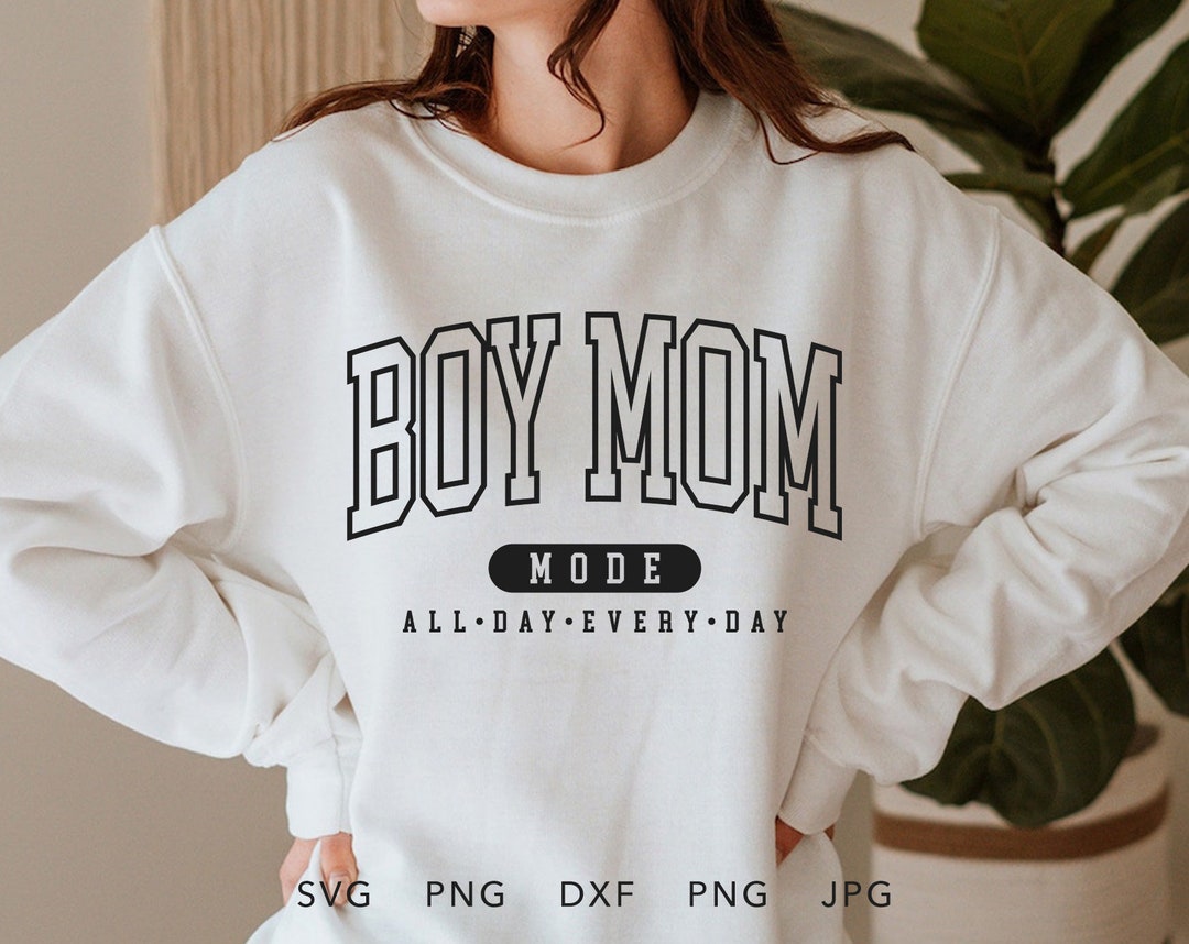 Boy Mom Mode SVG, DXF, PNG, Jpg, Eps, Arched Varsity Letters Boy Mama ...