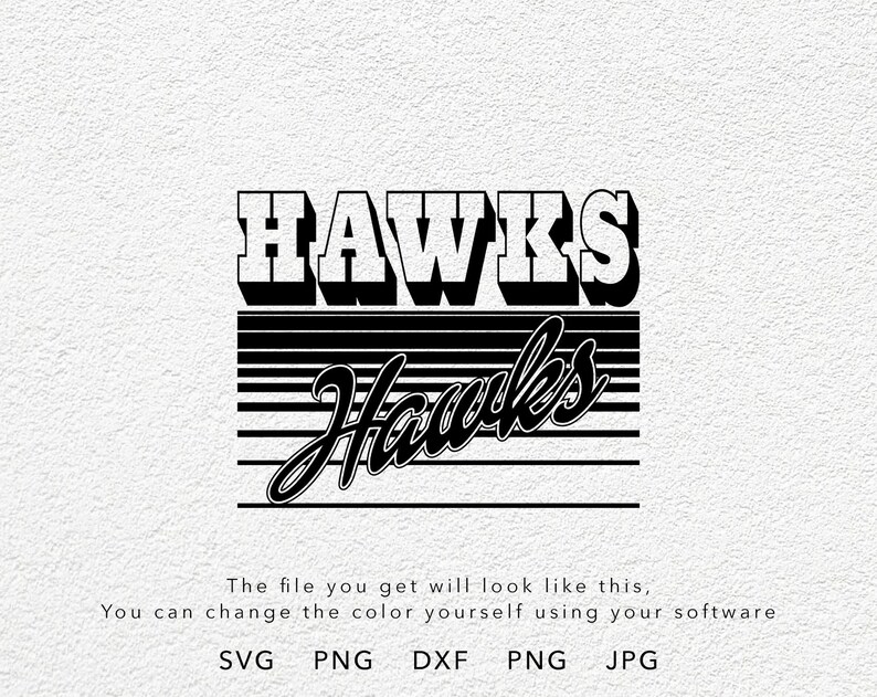 Hawks SVG, PNG, Dxf, Jpg, Eps, Retro Hawks Game Day Silhouette Cameo ...