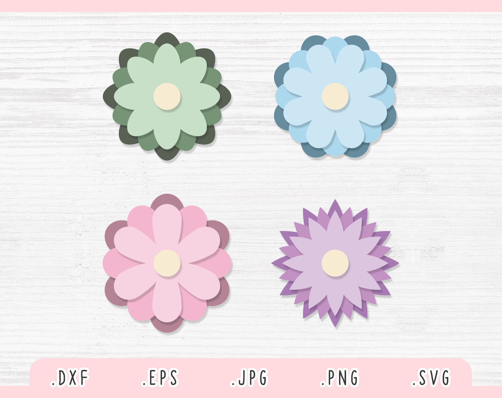 Flor SVG Dxf Jpg Png Eps Svg de flor 3D silueta cricut | Etsy