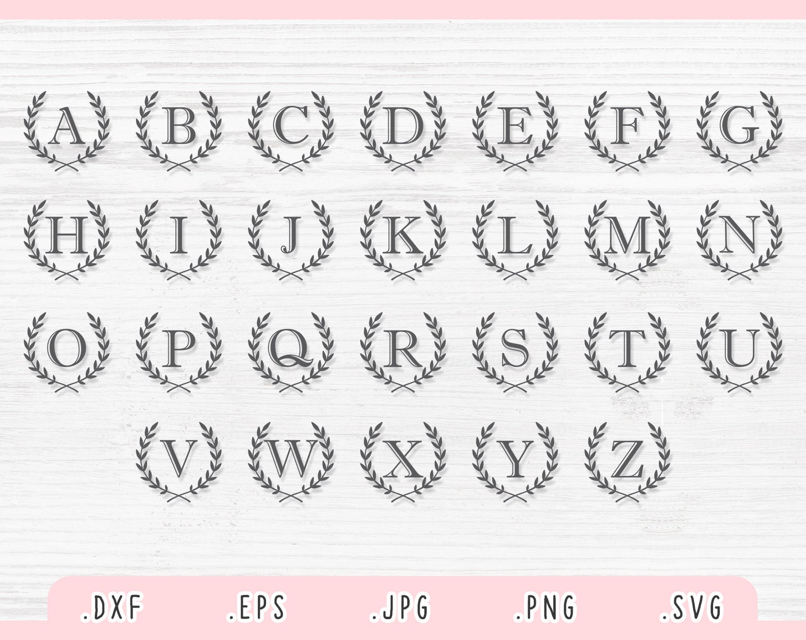 Wreath Alphabet SVG DXF Jpg Png Eps Wreath Letters Svg | Etsy